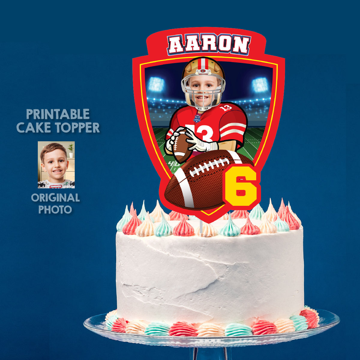 Printable cake topper themed San Francisco 49ers, Quarterback cake ...