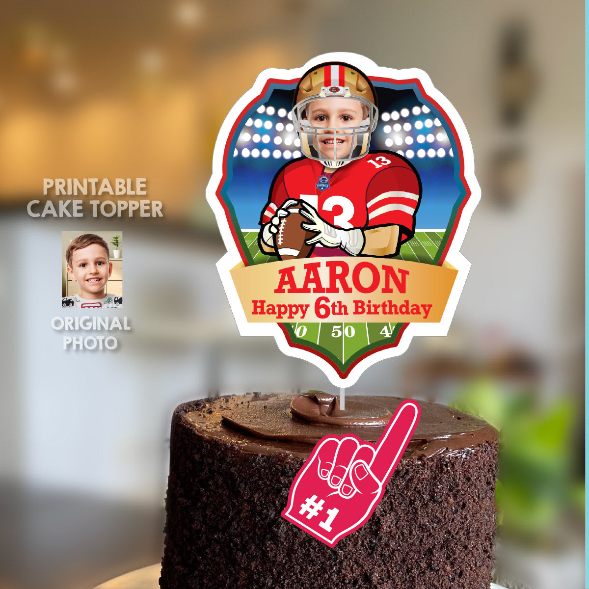 Custom 49ers Cake topper with kid as the Quarterback Brock Purdy ...