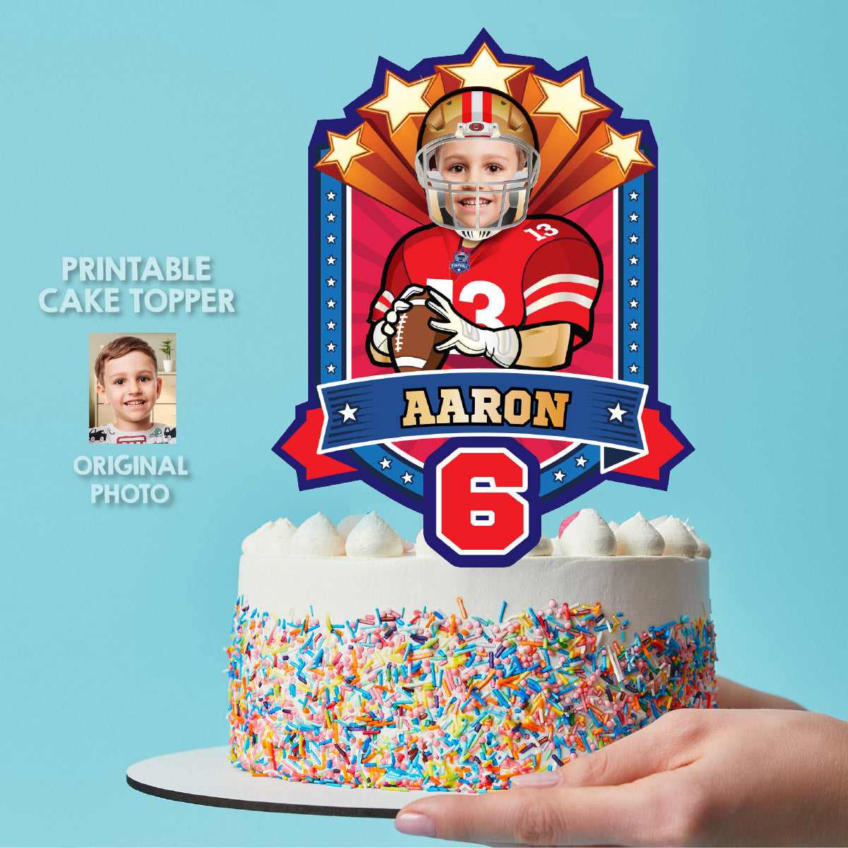 Custom Football 49ers printable cake topper, Football last minute cake ...
