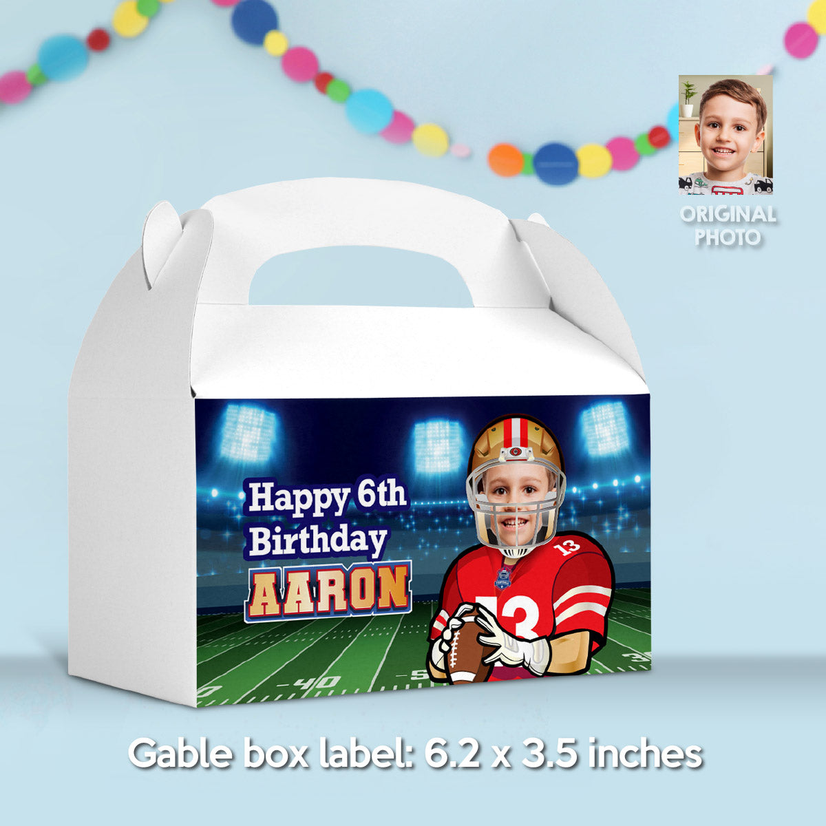Custom 49ers party favors, Football party boxes favors with photo ...