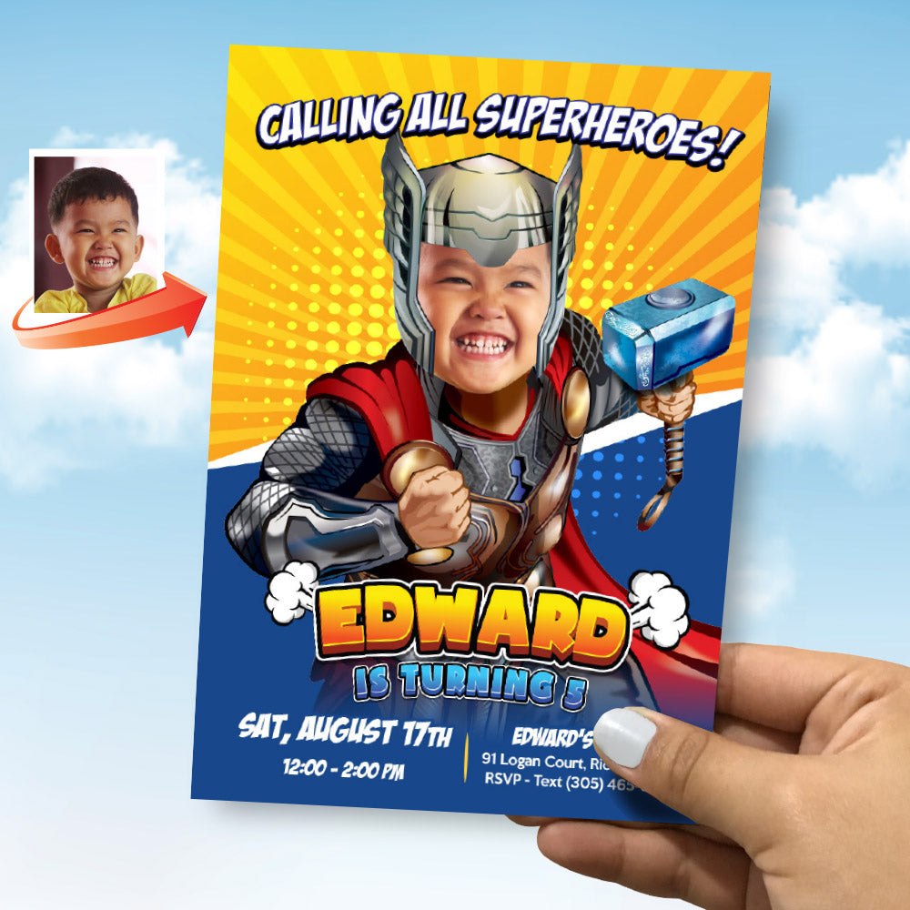 Personalized Thor swap face party invitation, Thor digital invite ...